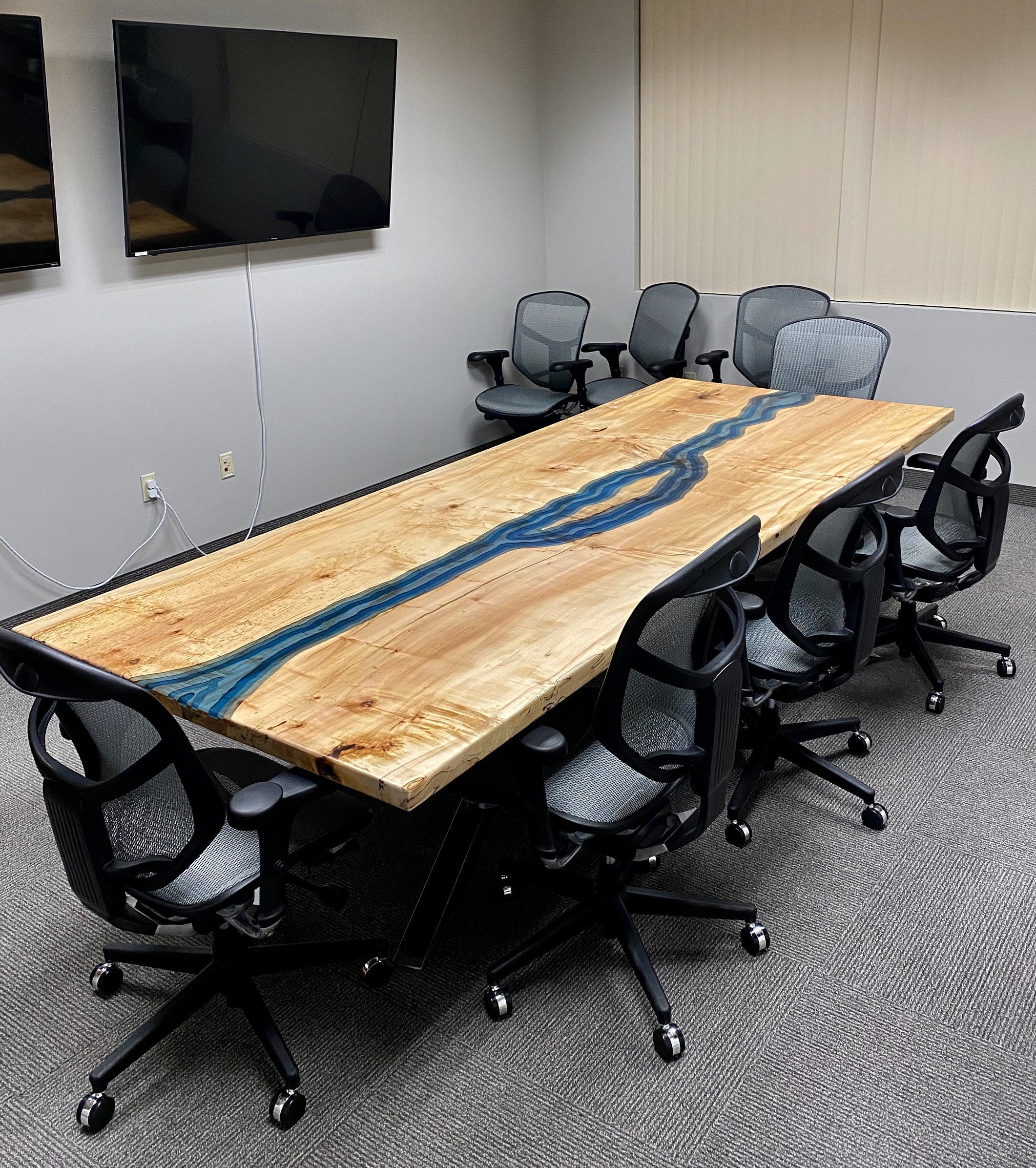 Live Edge Epoxy River Figured Maple Dining Table Topographic(custom ...