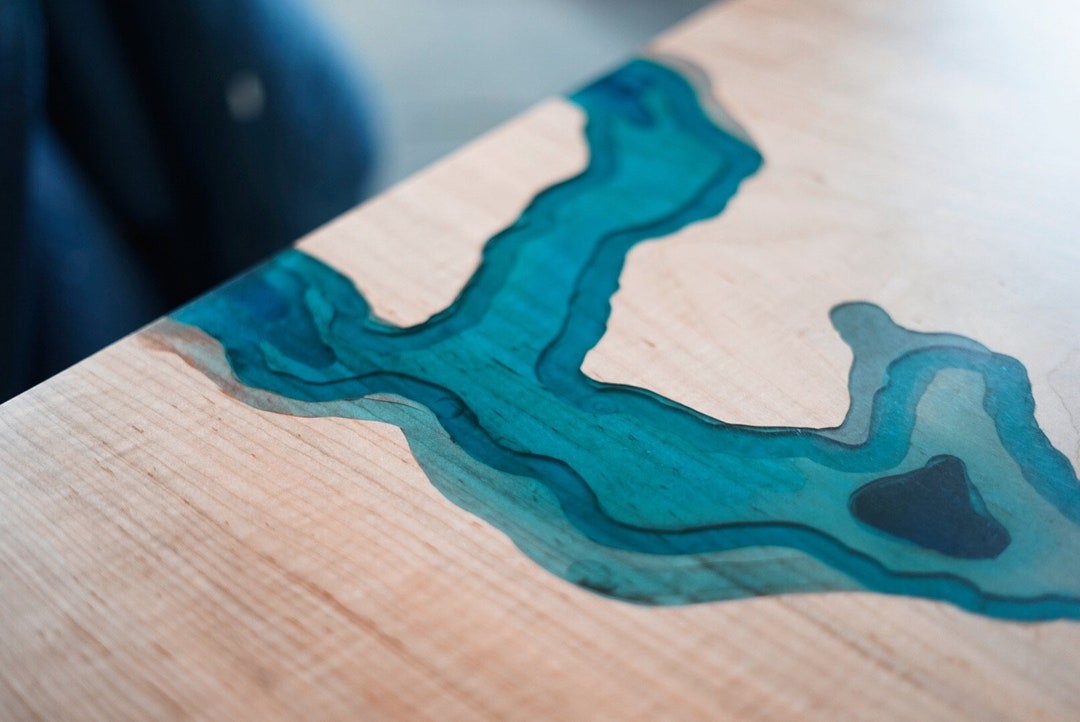 Live Edge Epoxy River Maple Dining Table Topographic(custom Order for ...
