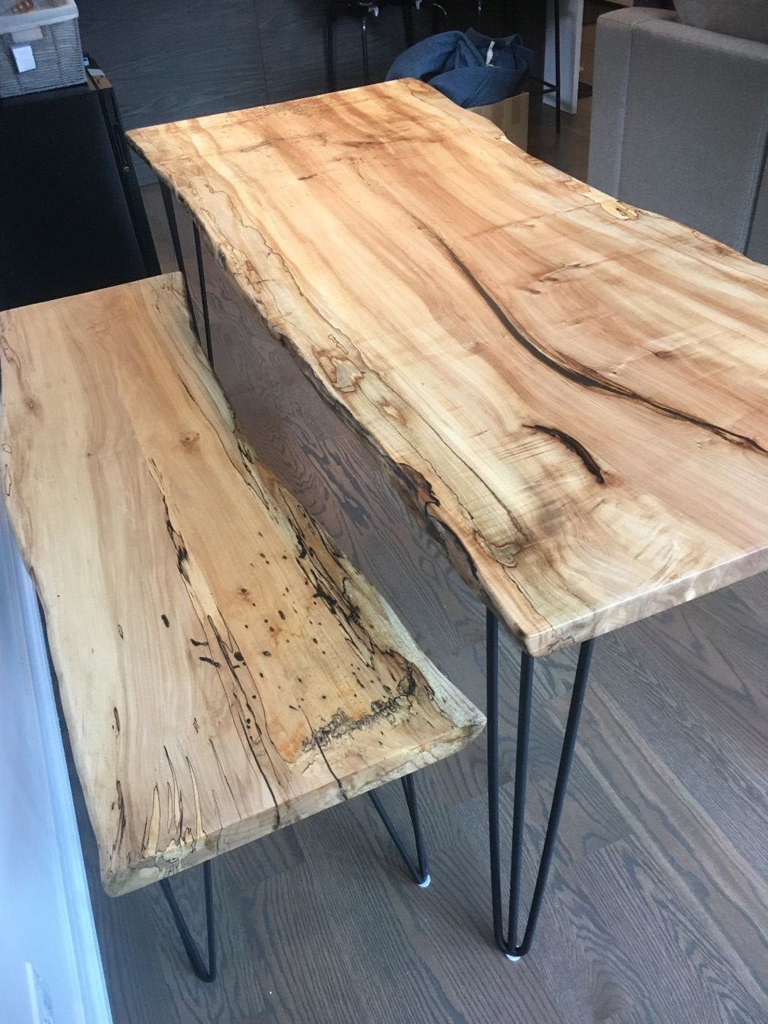 Live Edge Spalted Maple Dining Table With Matching Bench(custom Order ...