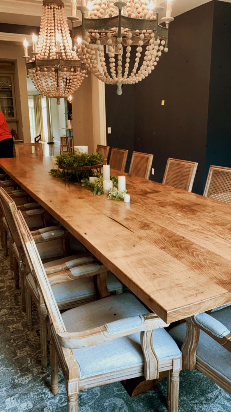 Huge 14' Long Maple Farmhouse Dining Table With Restoration Hardware ...