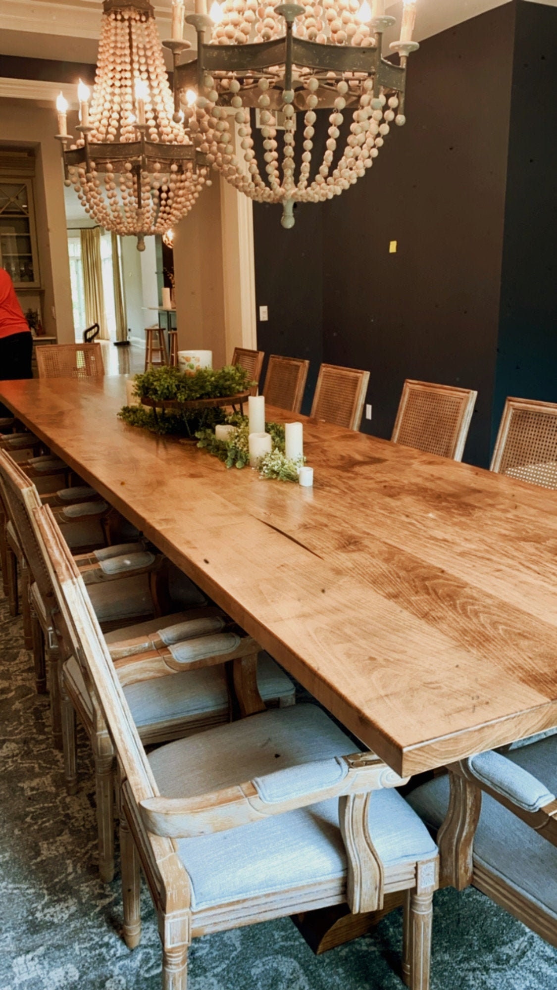 Huge 14' Long Maple Farmhouse Dining Table With Restoration Hardware ...