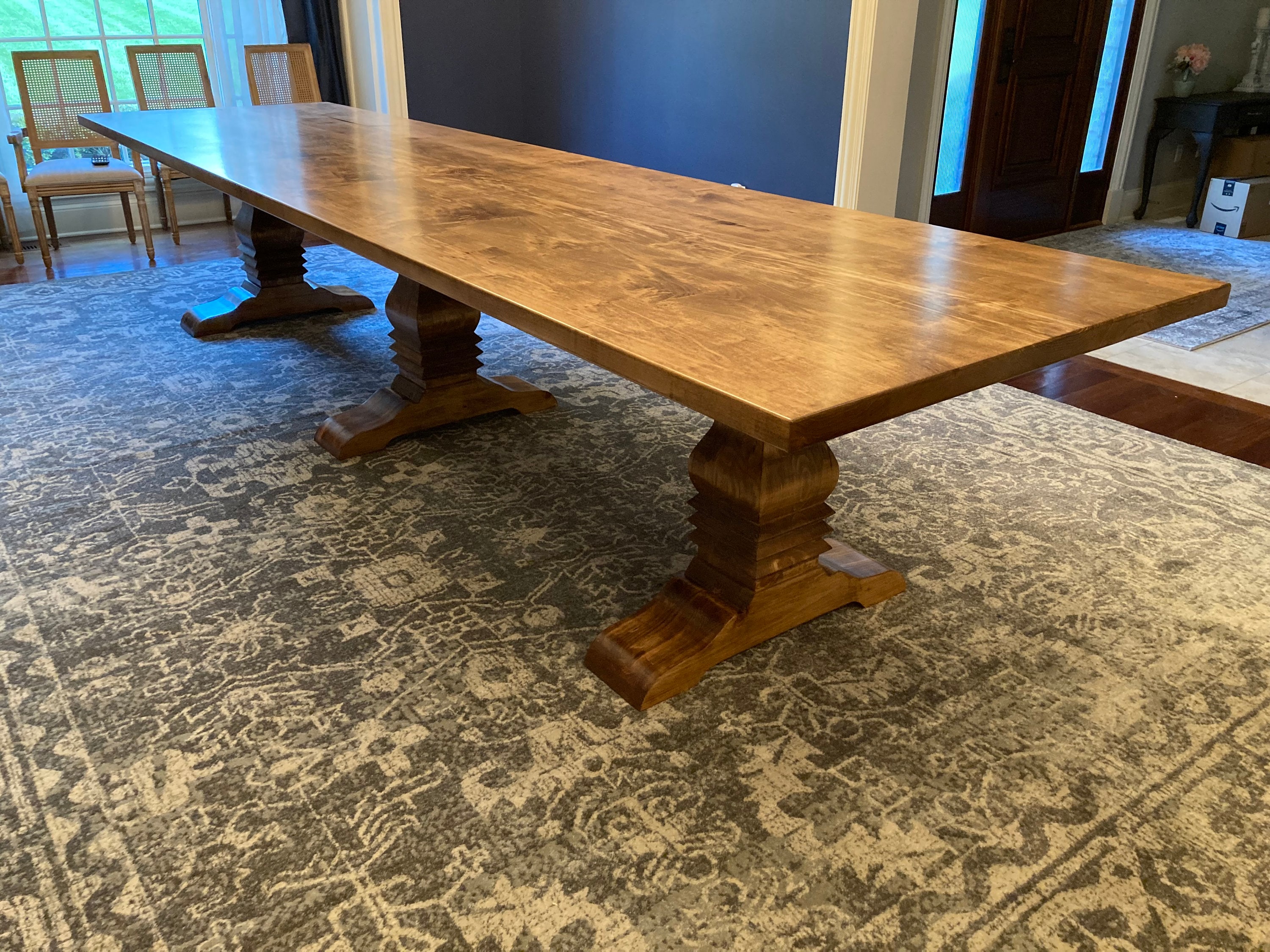 Huge 14' Long Maple Farmhouse Dining Table With Restoration Hardware ...