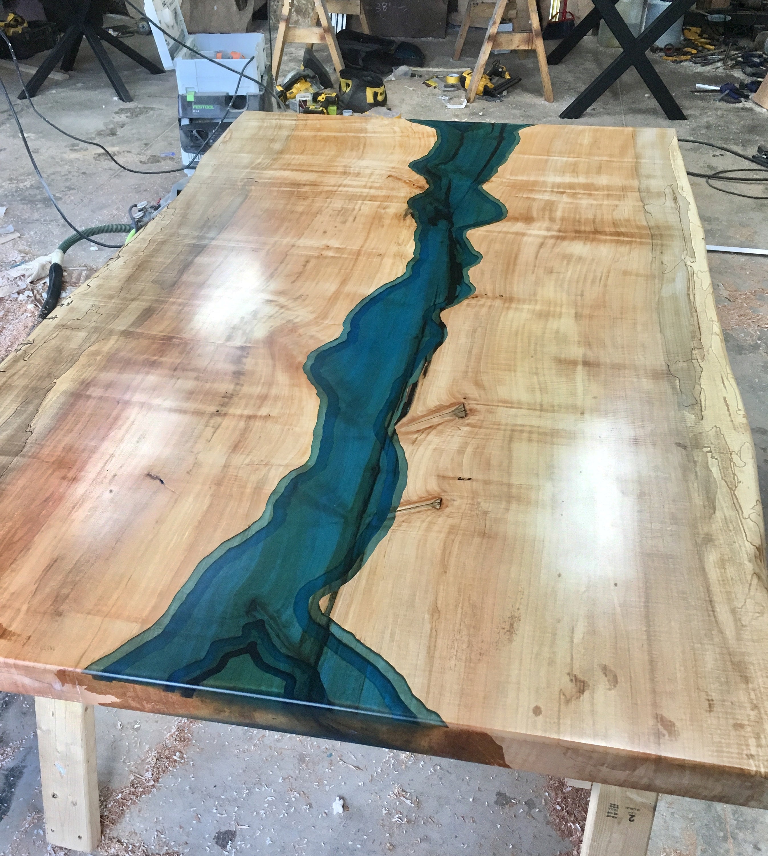 Live Edge Epoxy River Spalted Maple Dining Table Topographic(custom ...