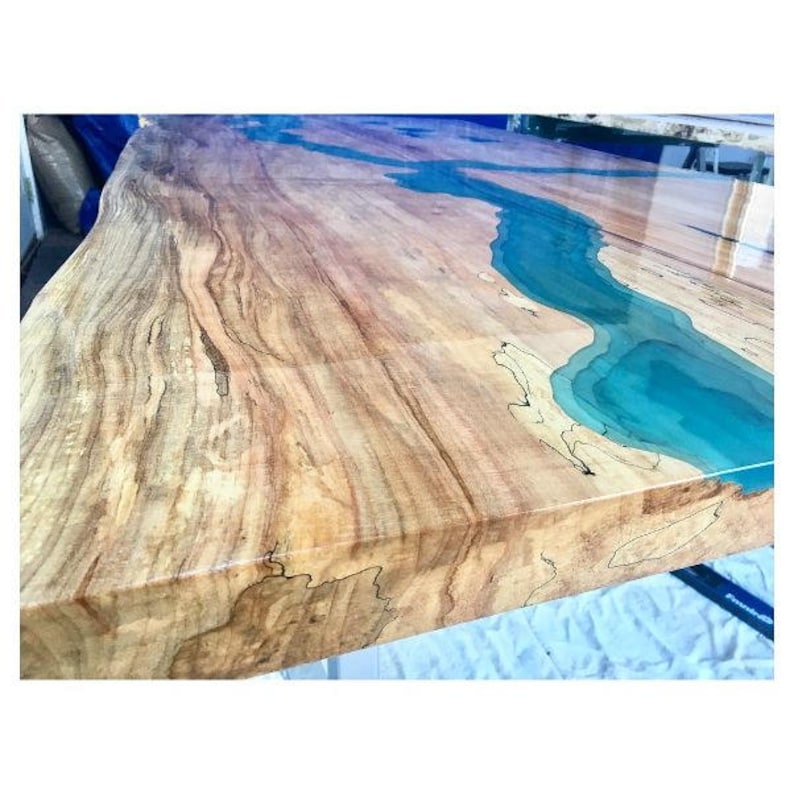Live Edge Epoxy River Spalted Maple Dining Table Topographic - Etsy