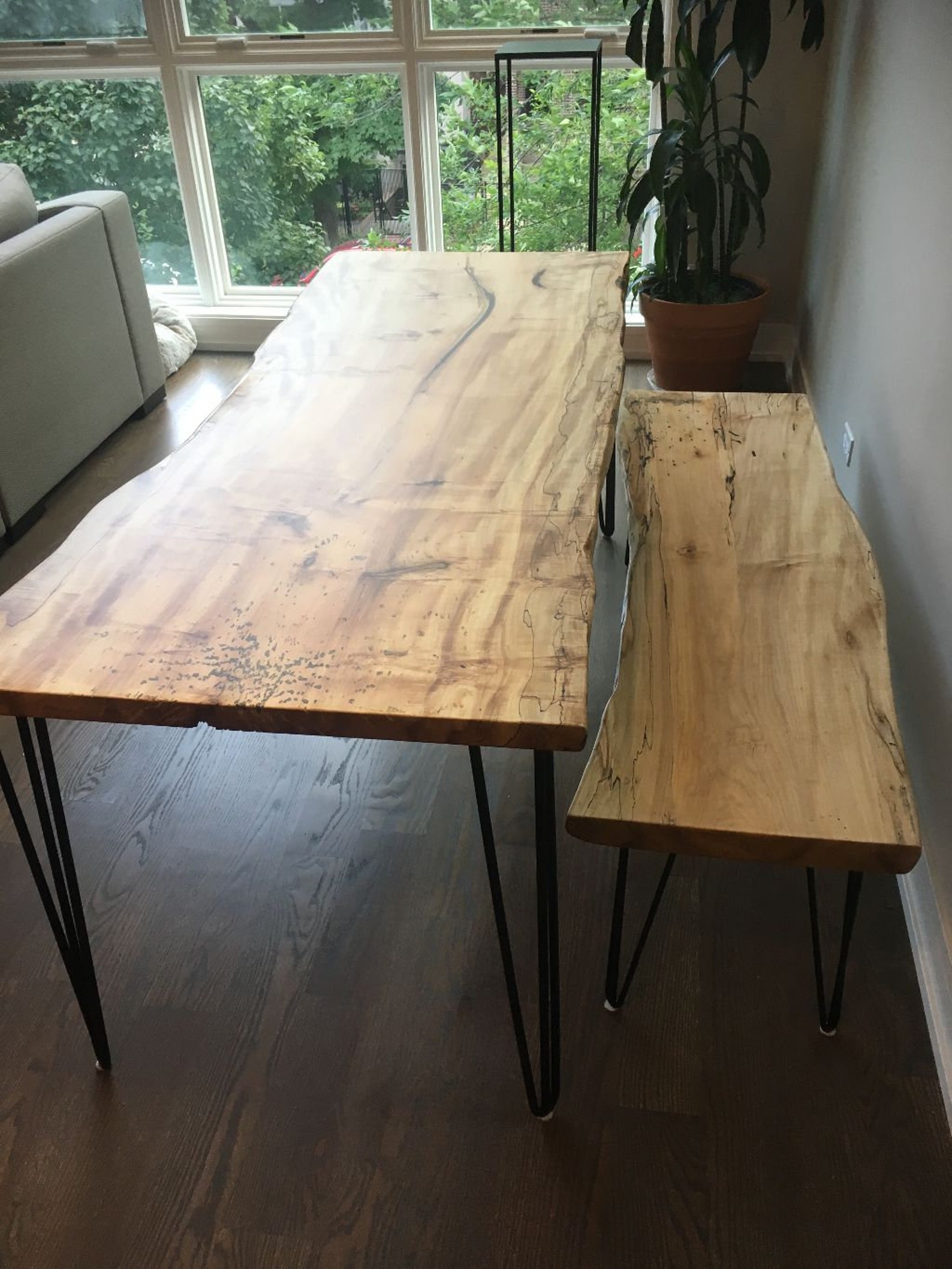 Live Edge Spalted Maple Dining Table With Matching - Etsy