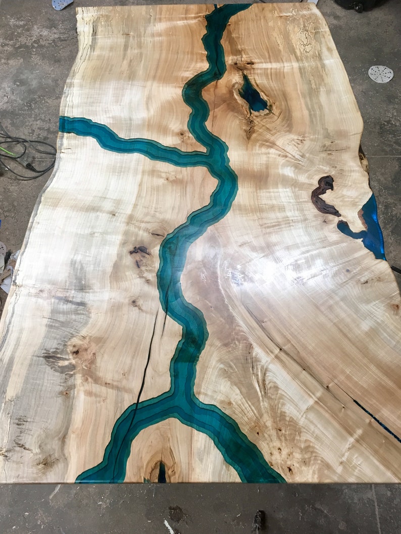 Live Edge Epoxy River Spalted Maple Dining Table Topographic(custom ...