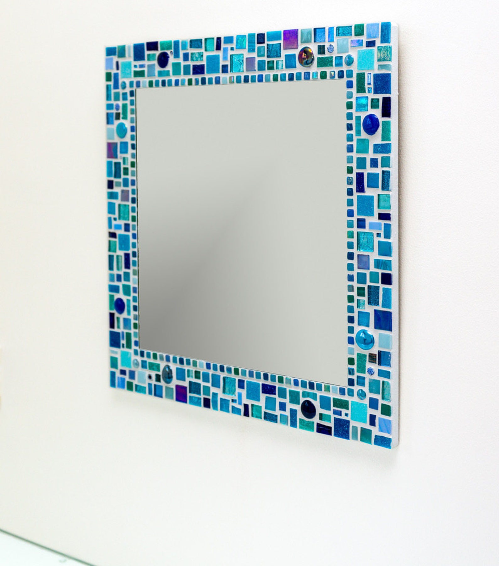 Mosaic Wall Mirror in Blue & Turquoise 40cm Bathroom Mirror - Etsy UK