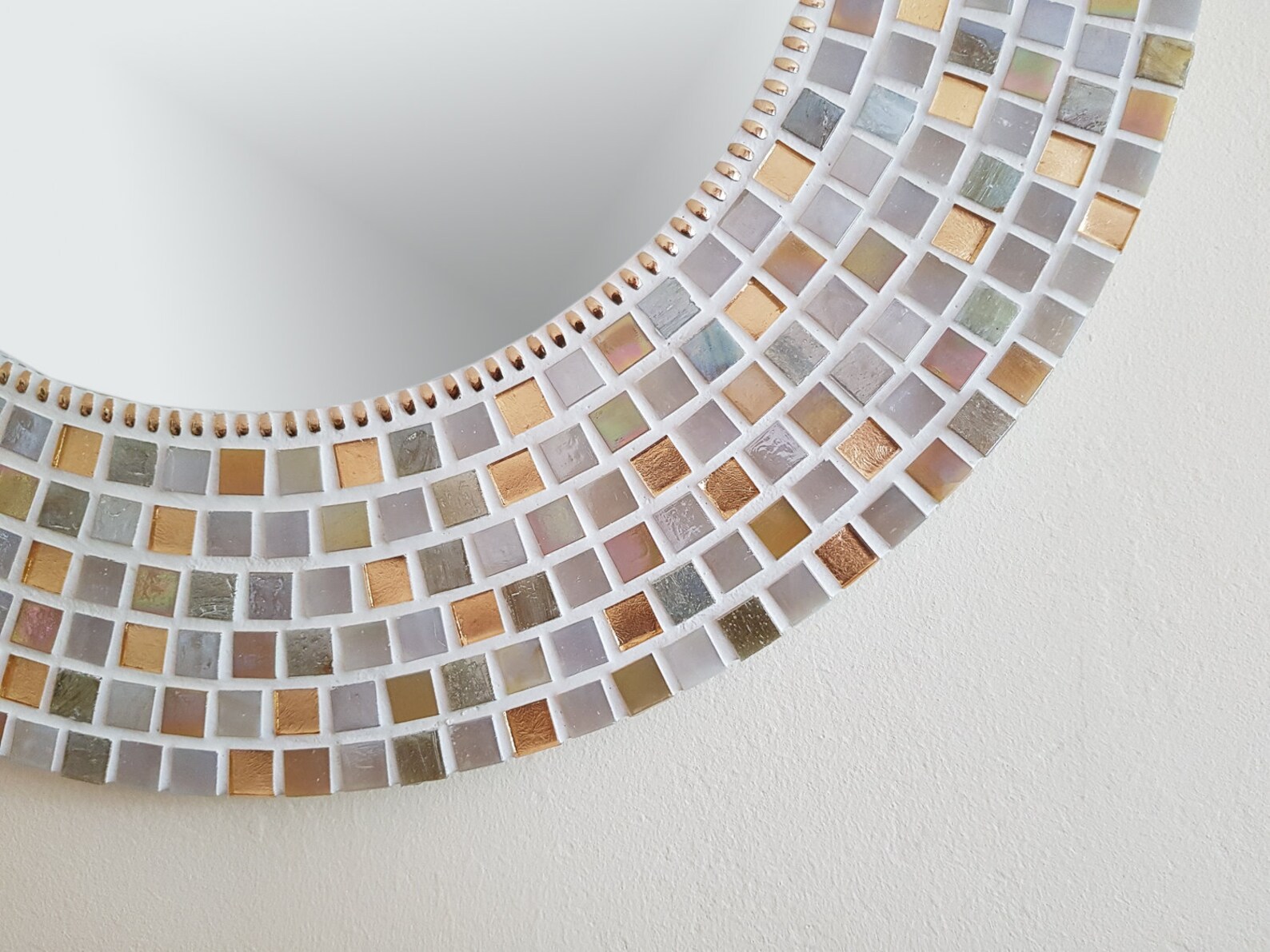 Mosaic Mirror in Gold & Cream Large Round Wall Mirror - Etsy UK