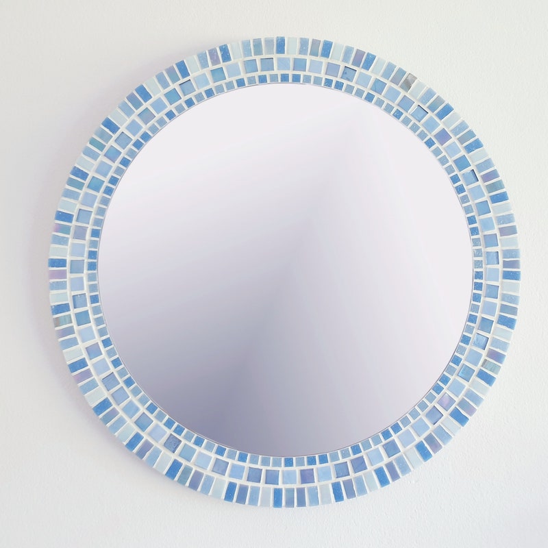 Round Blue Mirror - Etsy