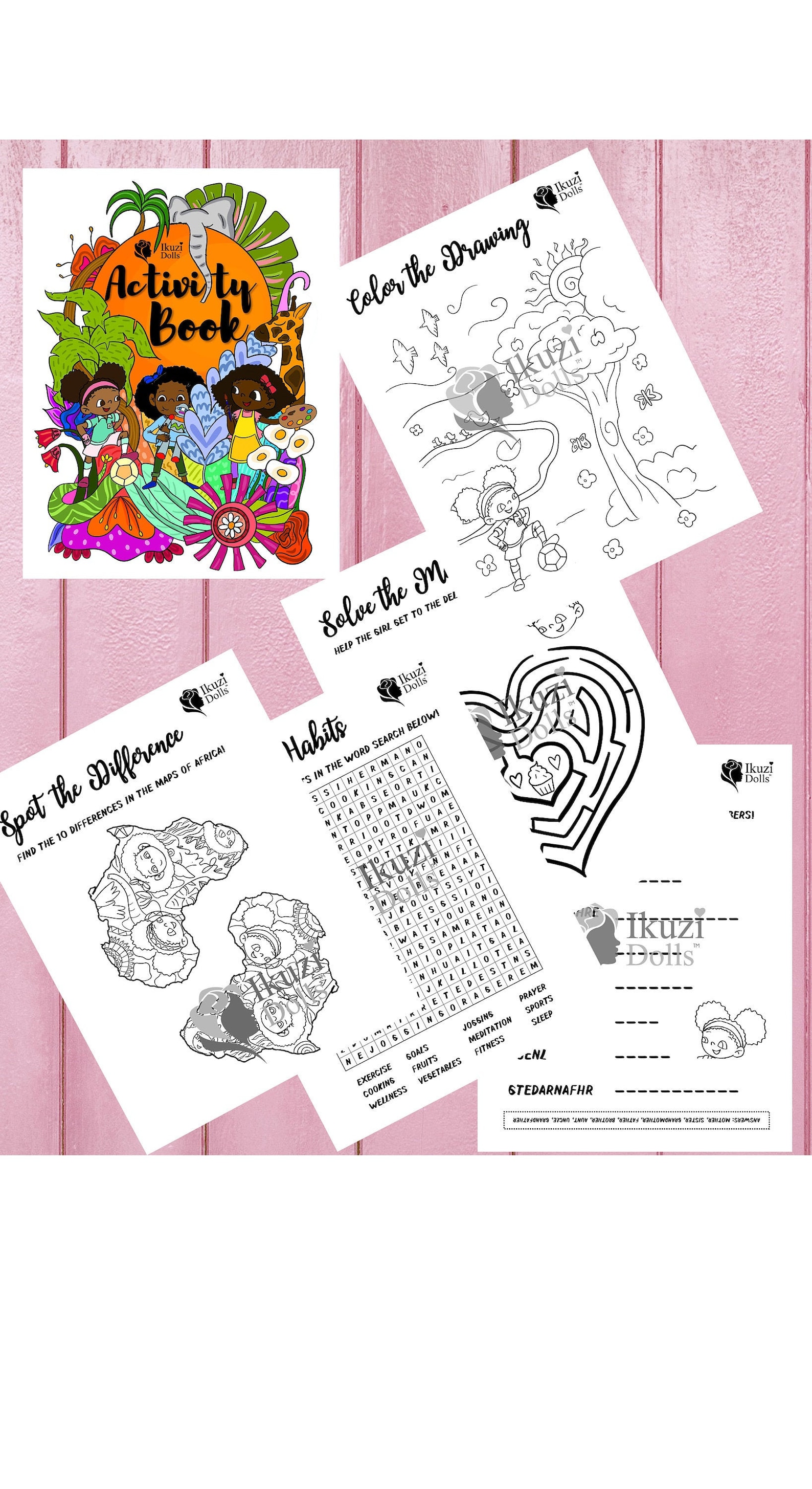 Kids Activity Book: Printable Coloring Pages & Puzzles (10 Copies ...