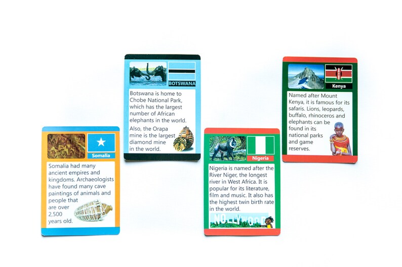 Africa Educational Fact Cards for Kids. African Fun Facts Flash Cards ...