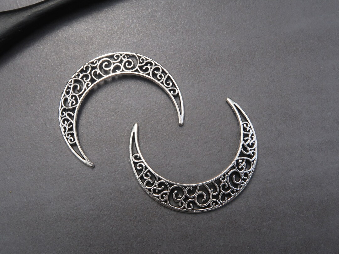 Connector Large Half Moon Scrolls Spirals in Silver or Bronze Gilded ...