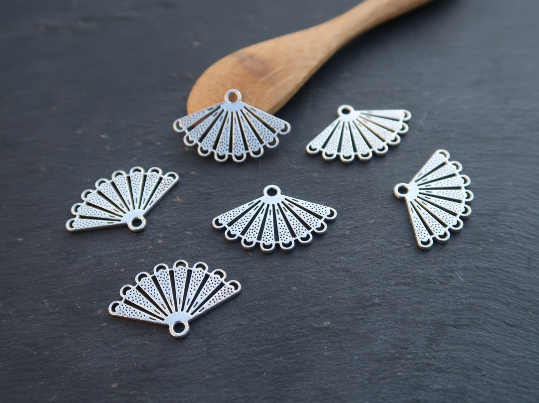 Ethnic Triangle Candlestick Fan Connectors in Silver Plated Brass ...