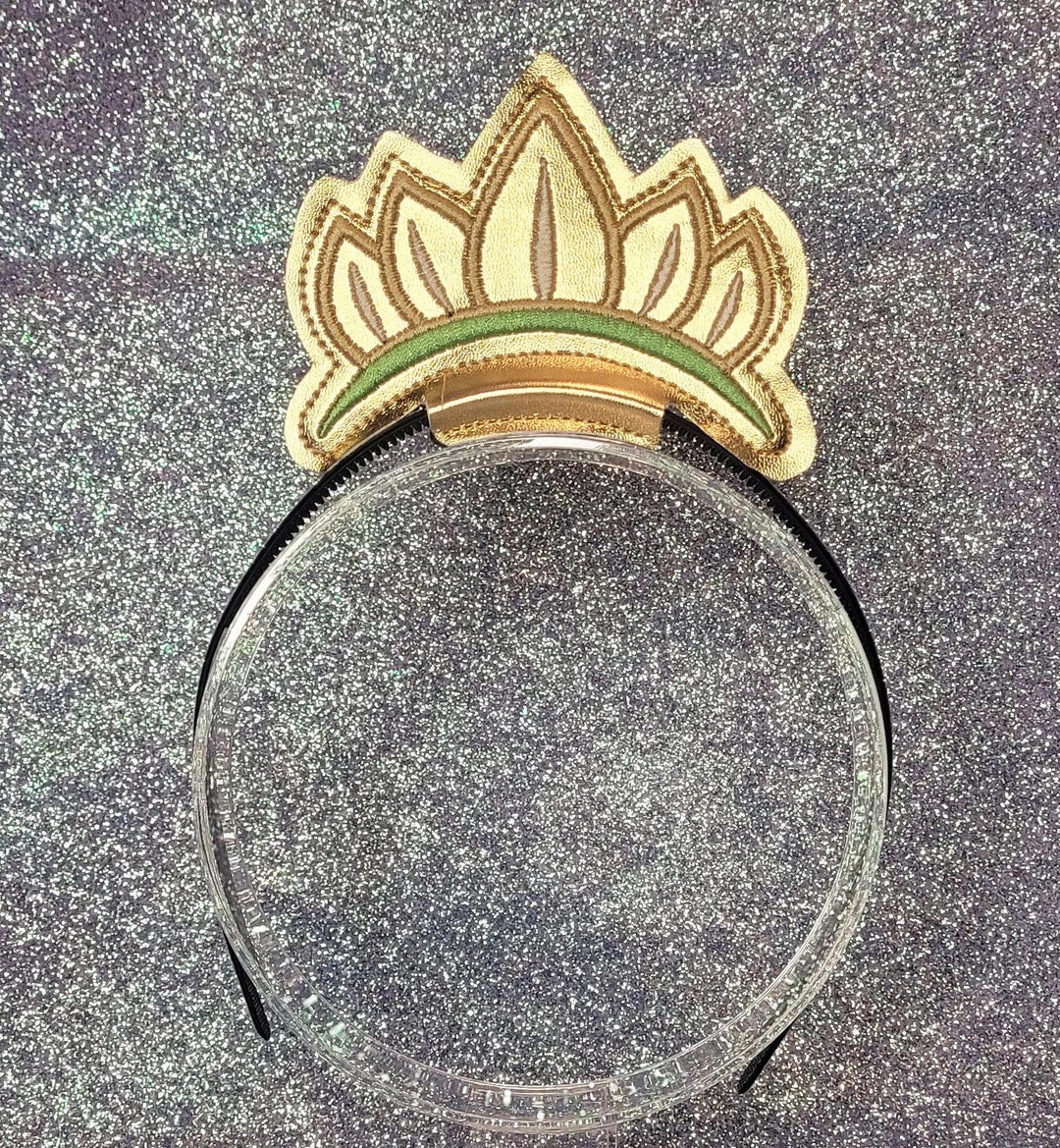 Princess Tiana Tiara Crown Shaped Embroidered Headband, Slider Type ...