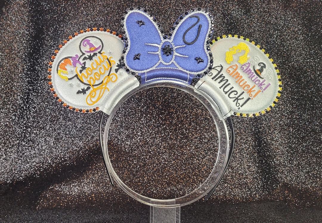 Hocus Pocus Sarah Witch Ears Amuck Embroidered Headband Interchangeable ...