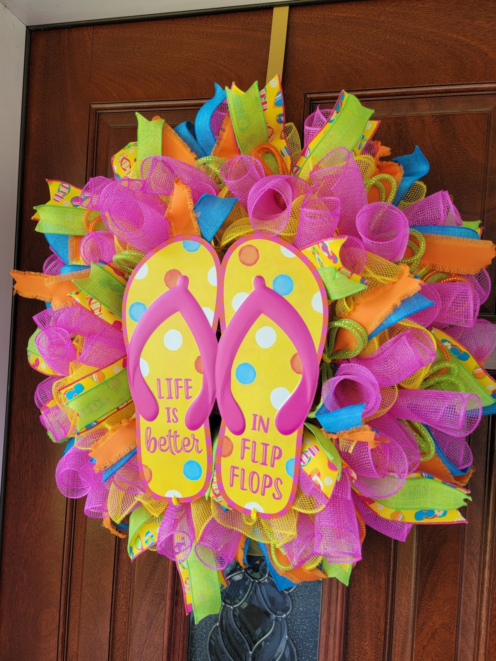 Flip Flop Summer Wreath for Front Door, Flip Flop Wreath, Fun Flip Flop ...