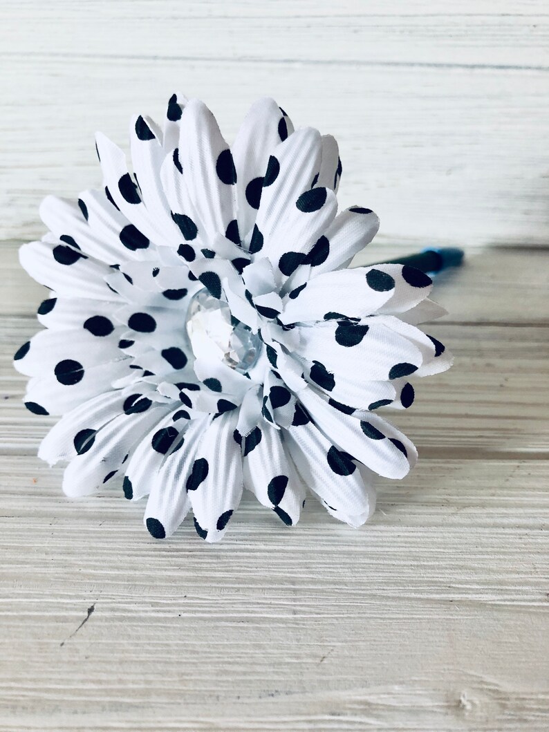 Black and White Polka Dot Daisy Flower Pen - Etsy