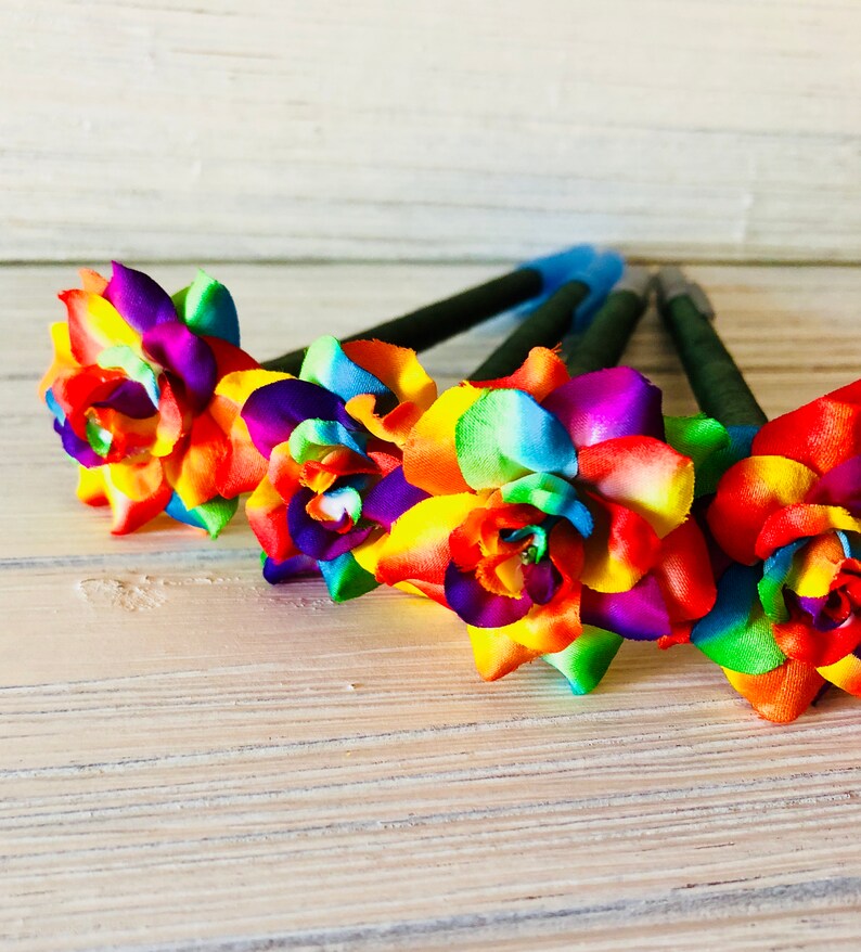 Mini Rainbow Rose Flower Pen, Single Pen or Set - Etsy