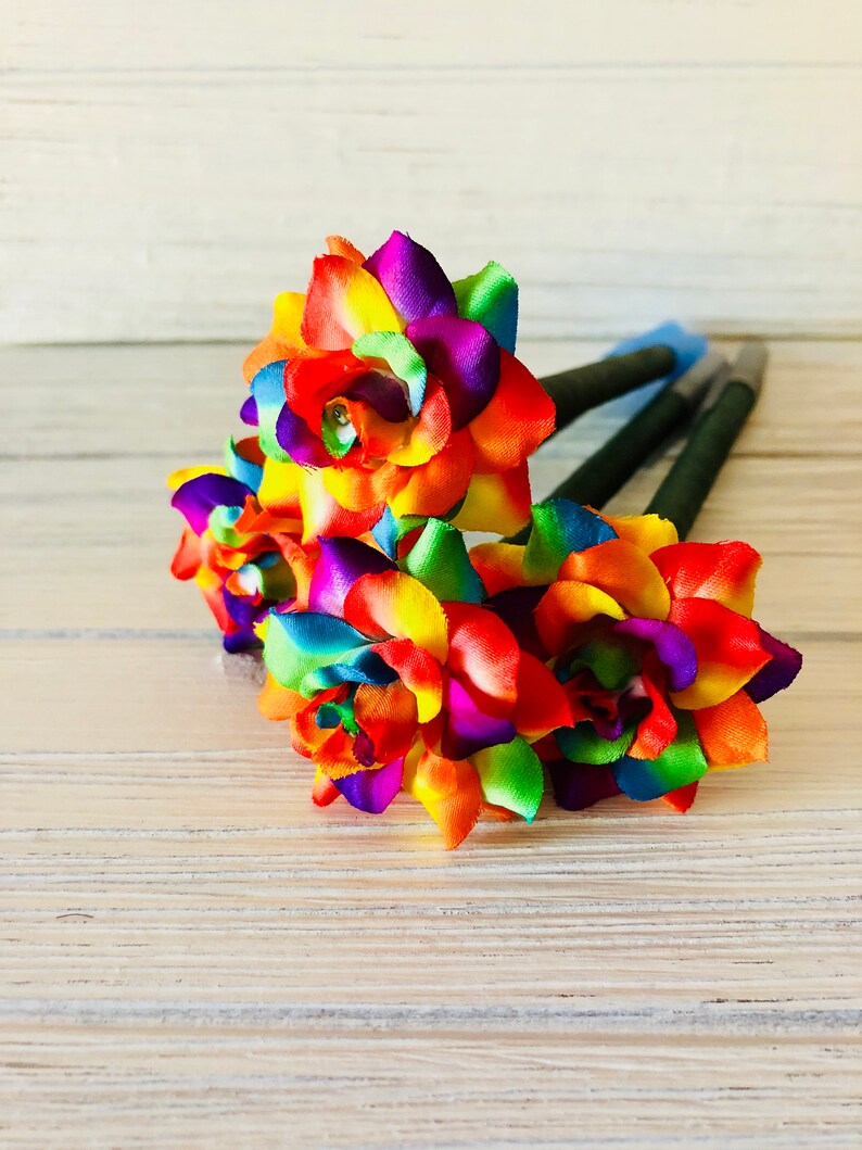 Mini Rainbow Rose Flower Pen, Single Pen or Set - Etsy