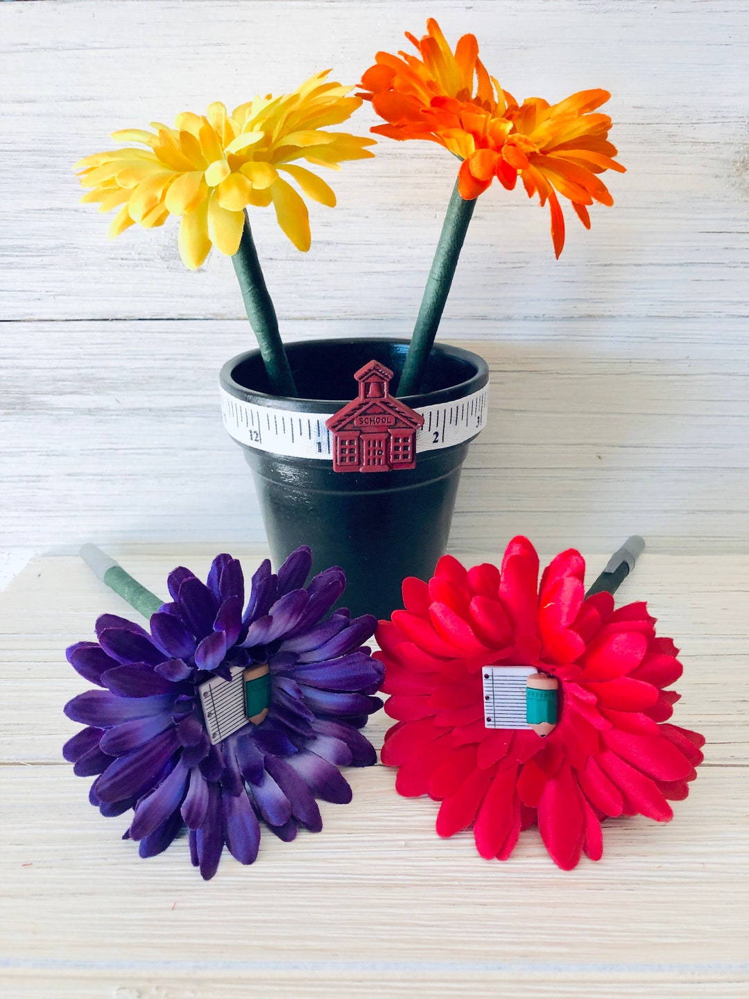 Teacher Gift Handpainted Daisy Flower Pen Pot - Etsy