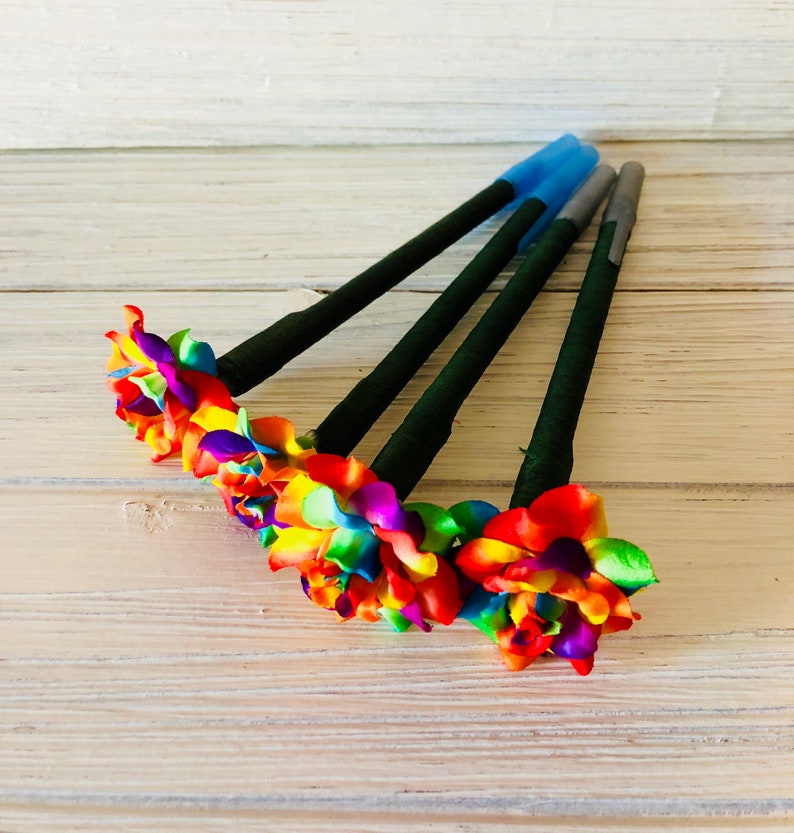 Mini Rainbow Rose Flower Pen, Single Pen or Set - Etsy