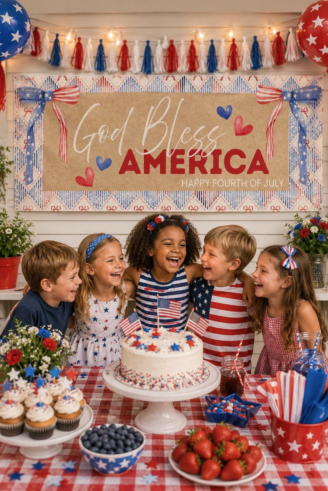 God Bless America Banner | Patriotic Americana Party Decor (digital ...