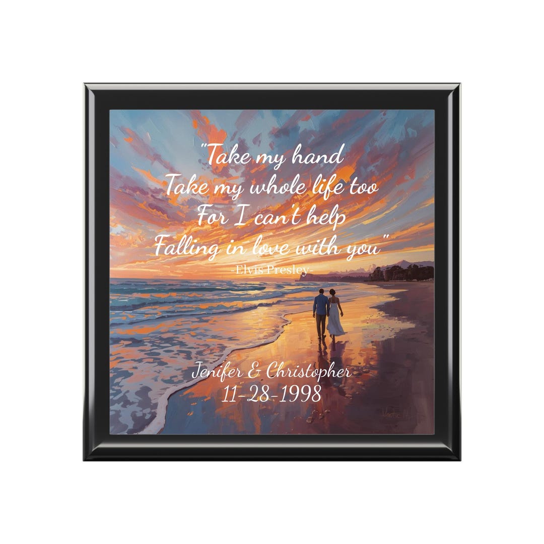 Sunset Beach Couple Quote Jewelry Box | Personalized Names & Date - Etsy