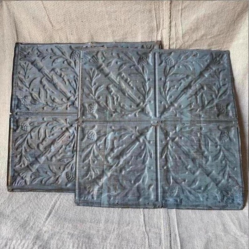 Pair of 1890s Antique Reclaimed Tin Ceiling Tiles, Painted Black - Etsy