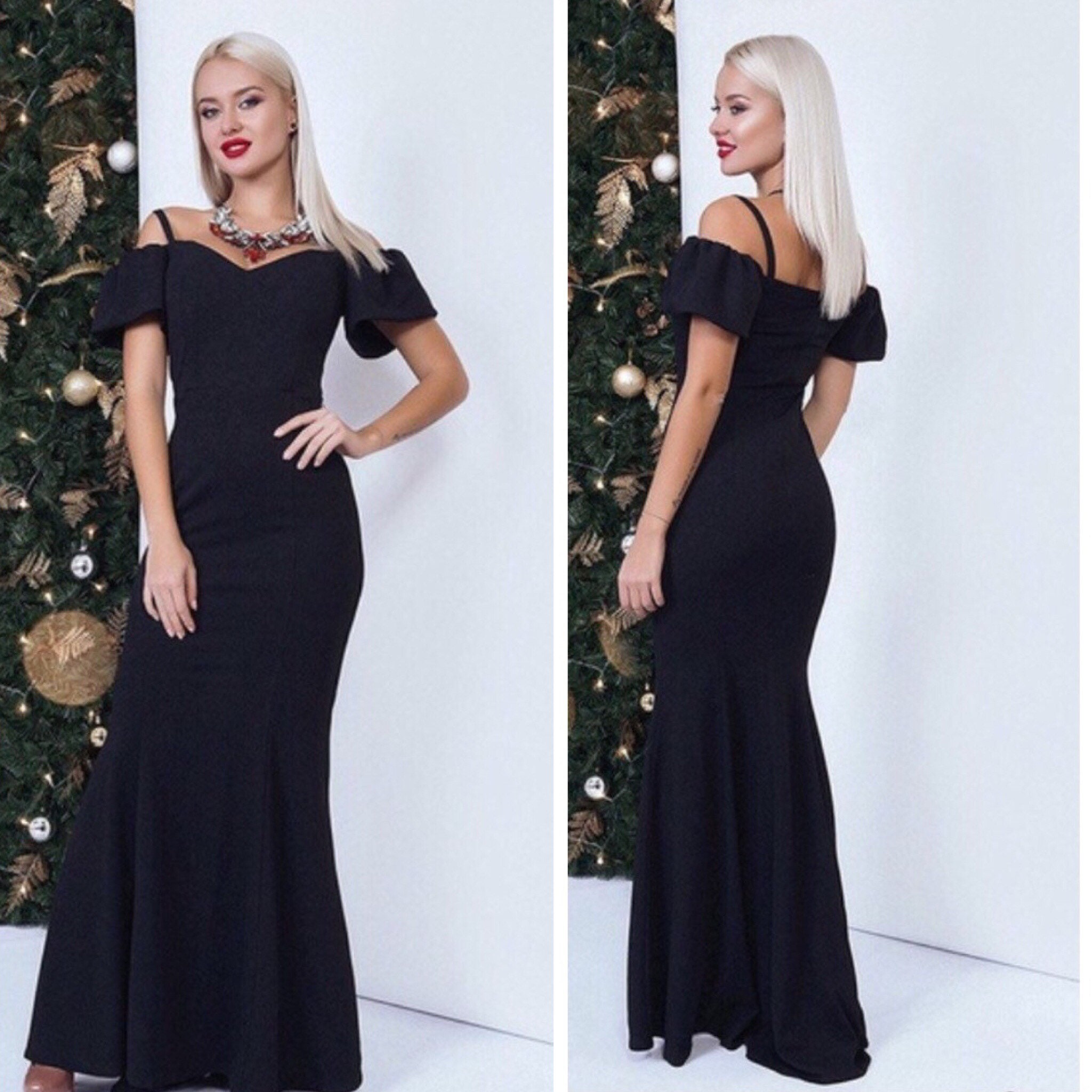 Black Long Cocktail Dress Prom Dress Silver Amazing Dress Etsy