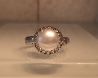 Pearl Ring/Handmade Upcycled Pearl and Sterling Silver Ring | Etsy