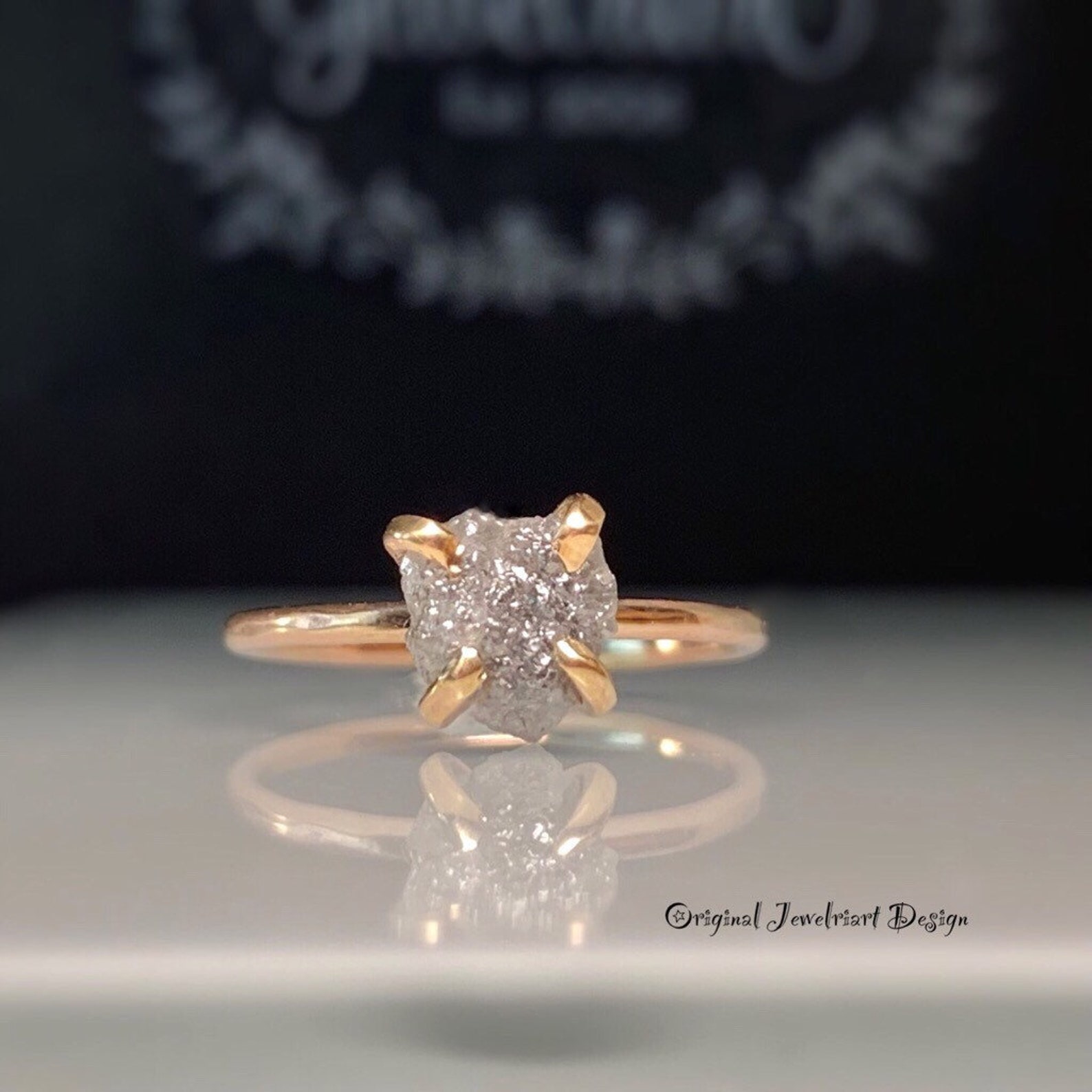 Raw Diamond 14k Gold Ring/special Sale Pricing Limited Time/unique ...