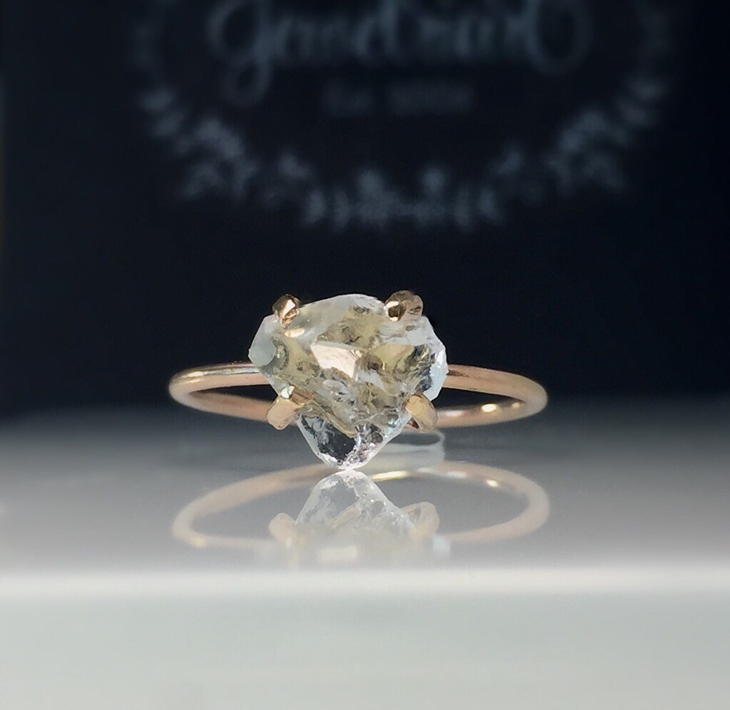 Raw Rose Gold Herkimer Diamond Ring/gorgeous Rough Uncut - Etsy