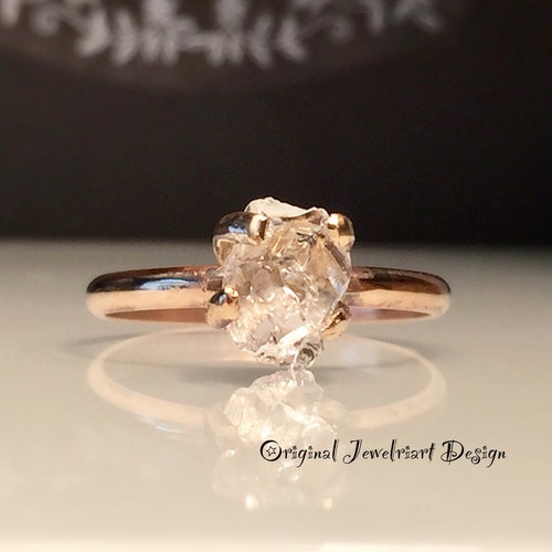 Raw Rose Gold Herkimer Diamond Ring/gorgeous Rough Uncut | Etsy