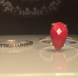 Ruby Red Ring/raw Ruby Ring/solitare Ruby Ring/handmade Ruby Curundum ...