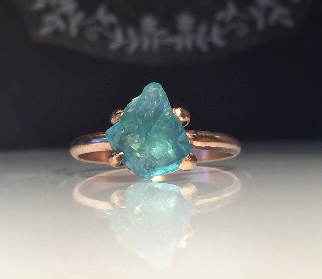 Raw Apatite Ring/natural Organic Gold Apatite Ring/healing Crystal Ring ...