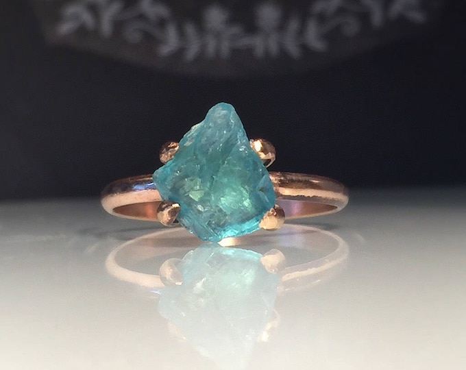 Raw Apatite Ring/natural Organic Gold Apatite Ring/healing - Etsy