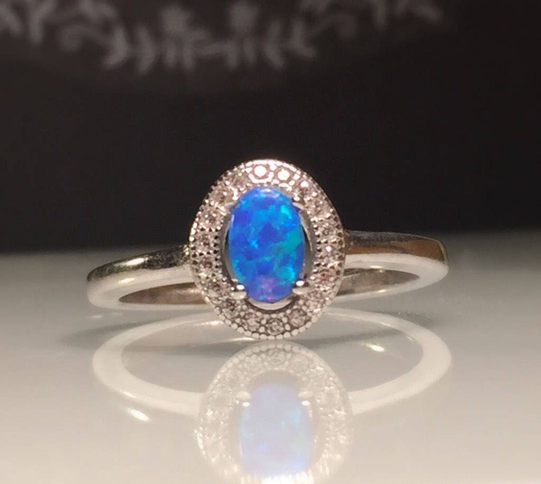 Small Opal Ring/size 7 Opal Ring/ Handmade Gemstone Ring/handmade Lab ...
