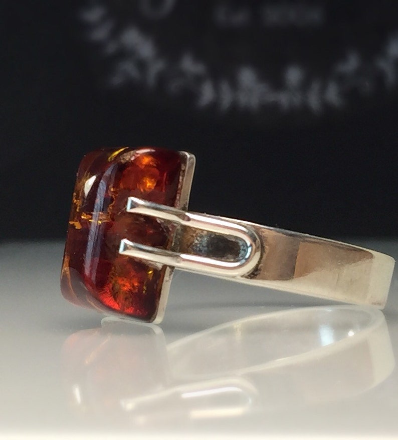 Amber Ring/cognac Amber Ring/tiny Amber Ring/unique Amber - Etsy