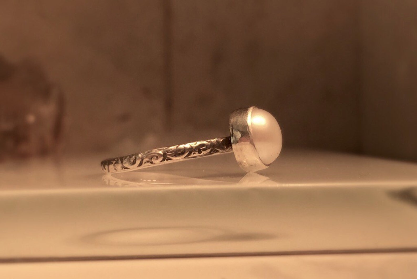 Handmade Pearl Ring/pearl Promise Ring/solitare Pearl - Etsy