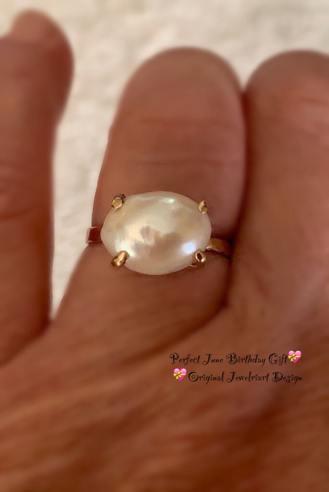 Rose Gold Pearl Ring/white Pearl Ring/one of a Kind Ring/baroque Pearl ...