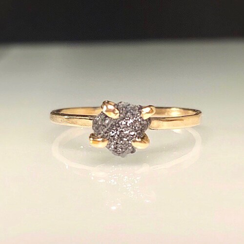 Black Raw Diamond Ring/unique Engagement Ring/ethically | Etsy