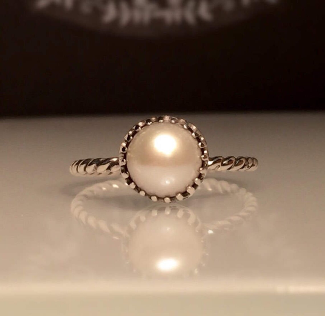 Pearl Ring/stacker Ring/sterling Silver Pearl Ring./delicate - Etsy