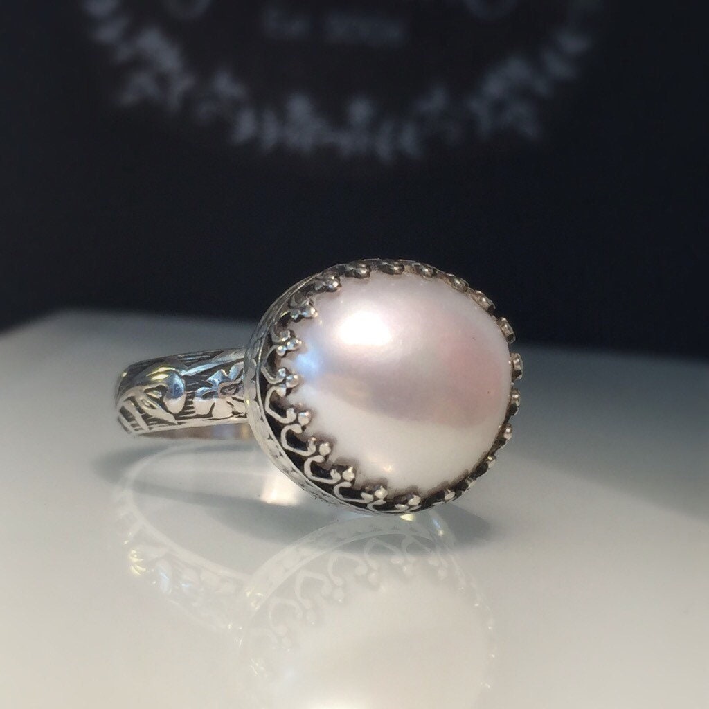 Handmade Pearl Ring/natural Pearlring/sterling Silver Crown | Etsy