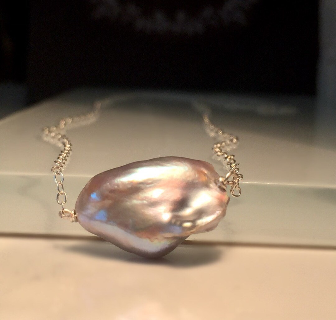 Pearl Necklace/unique Pearl Necklace/delicate Natural Silver - Etsy