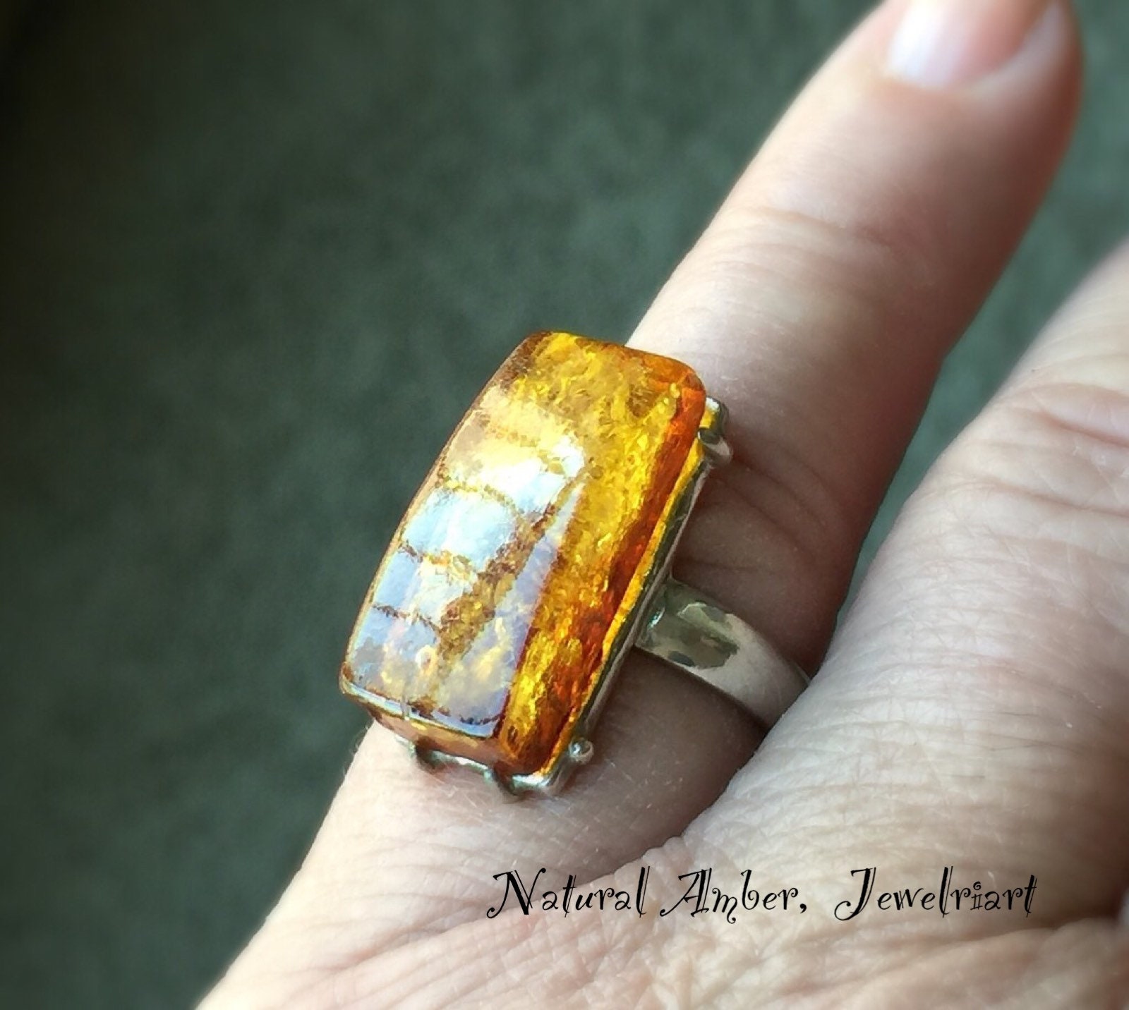 Amber Ring/Unique Amber Ring/Artisan Amber Ring/Geniune Amber | Etsy