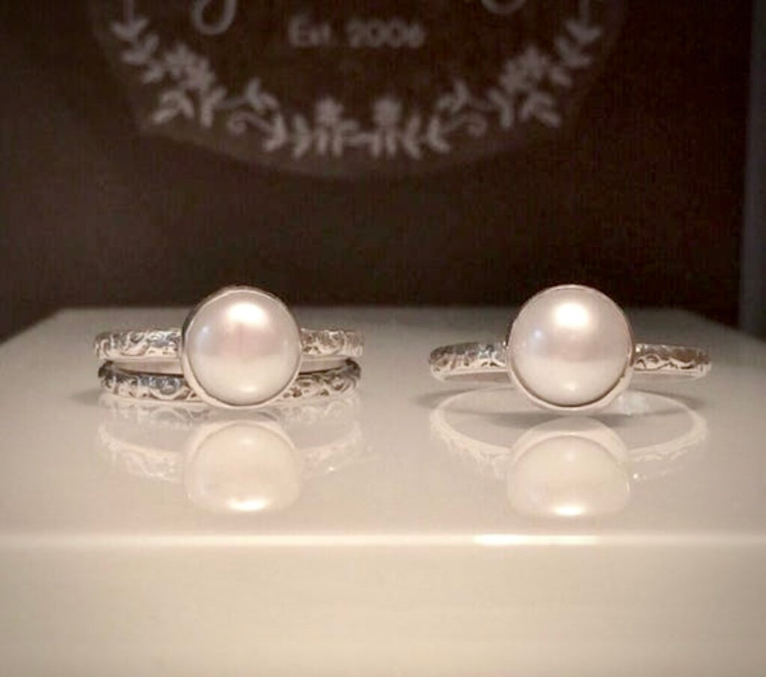 Handmade Pearl Ring/pearl Promise Ring/solitare Pearl Ring/upcycled ...