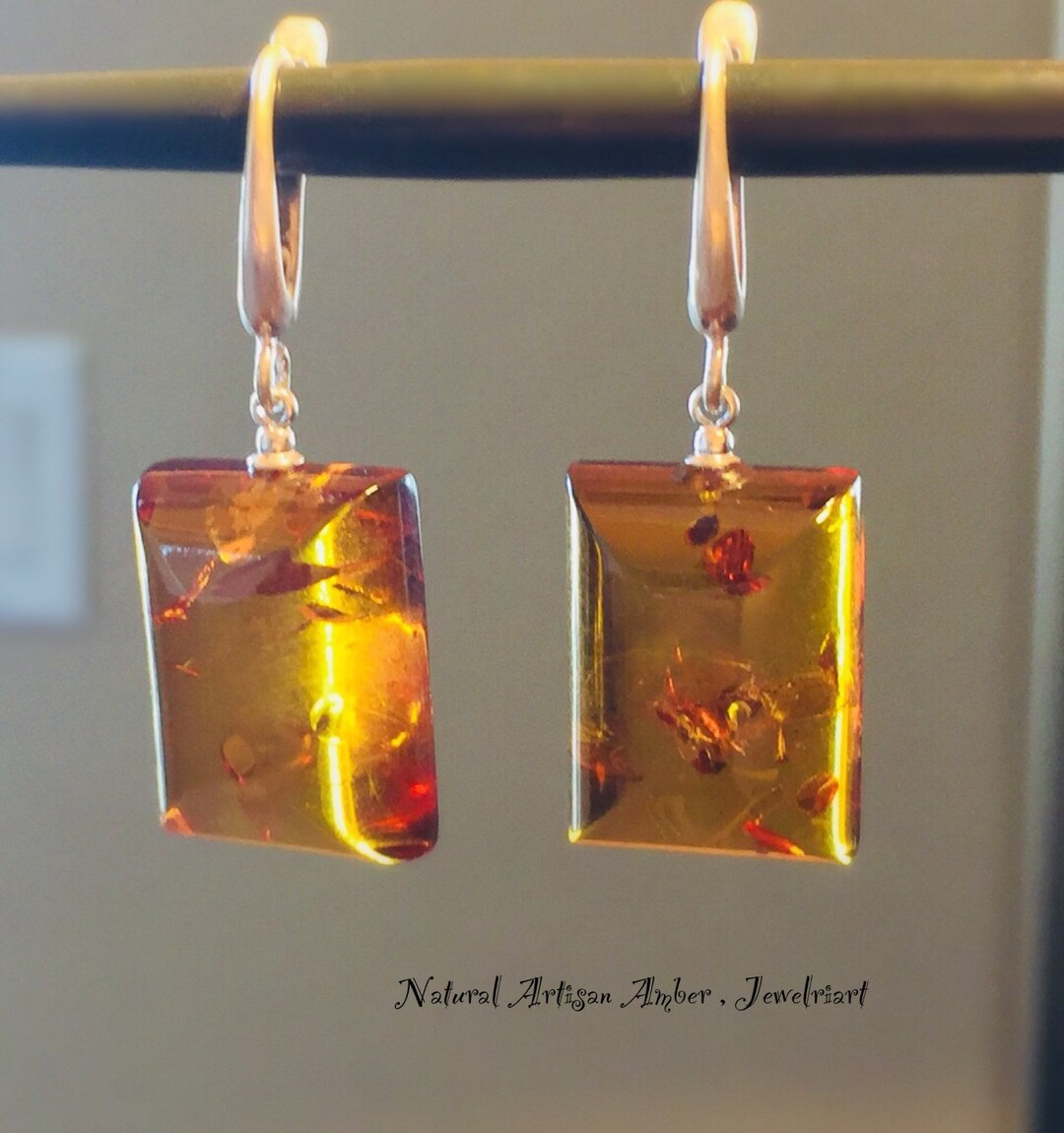 Amber Earrings Dangle Earrings Organic Earrings Square Earrings Modern ...