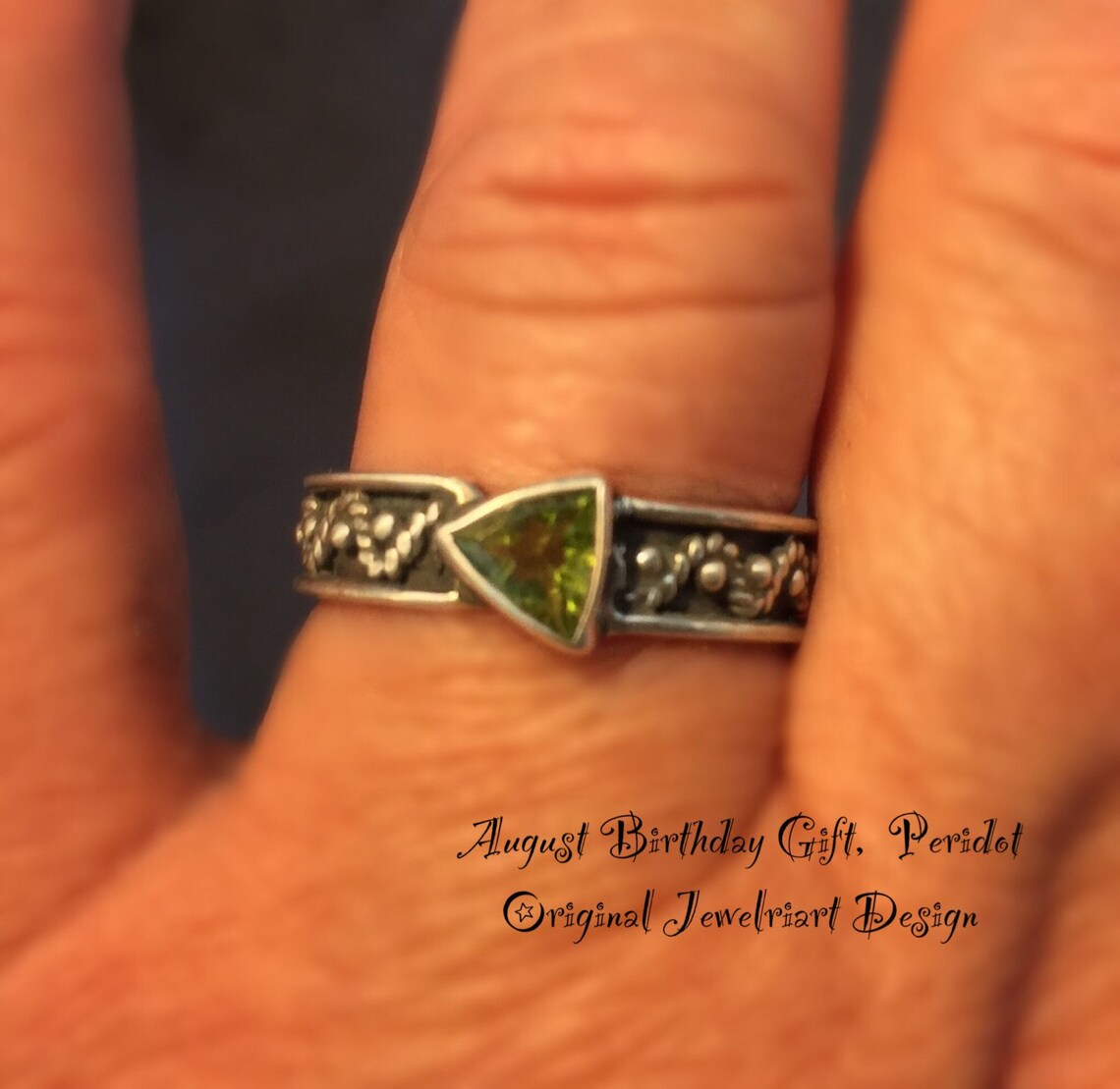 Sale/artisan Peridot Ring/trillion Peridot Ring/modern Peridot Ring ...