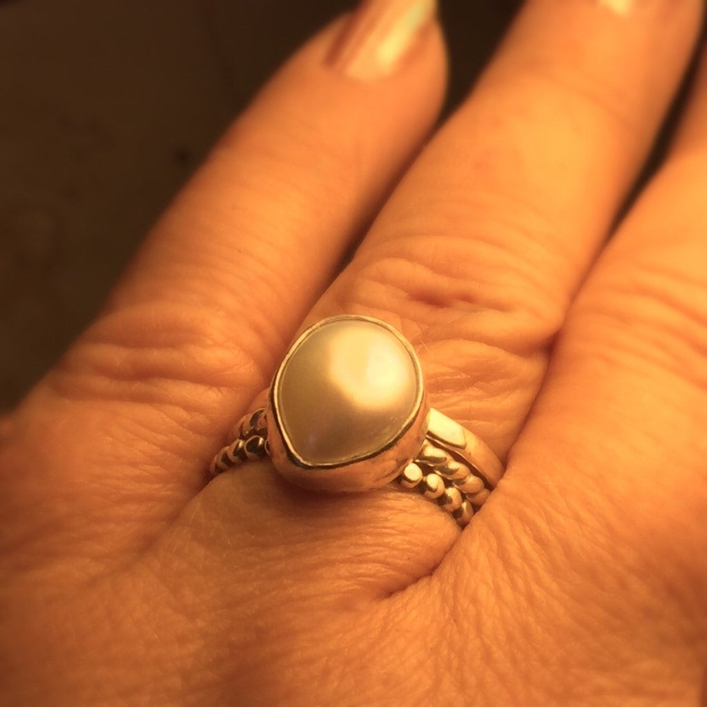 Pearl Ring/Handmade Upcycled Pearl and Sterling Silver Ring | Etsy