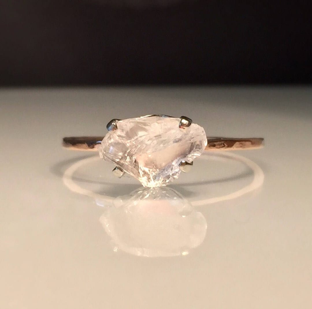 Raw Rose Gold Herkimer Diamond Ring/gorgeous Rough Uncut Herkimer ...
